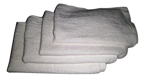 Show Car Guys 4 Pack 11" x 18" White Fingertip Towels 100% Cotton - Terry-Velour