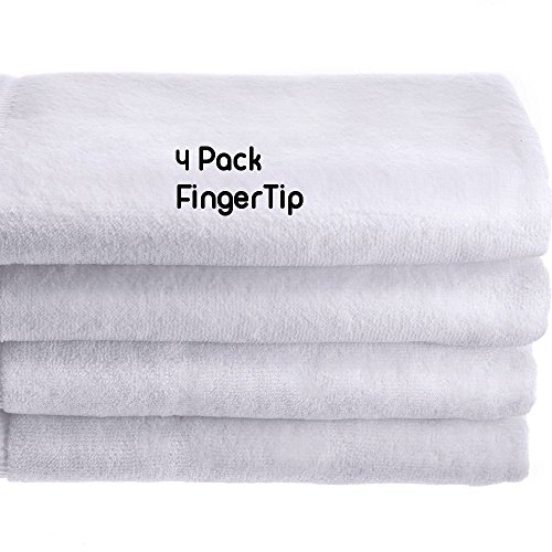 Show Car Guys 4 Pack 11" x 18" White Fingertip Towels 100% Cotton - Terry-Velour