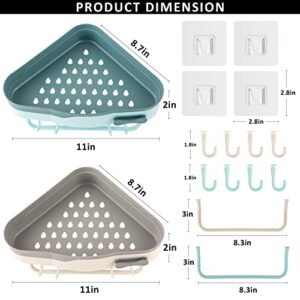 HLWDFLZ Corner Shower Caddy, 2 Pack Wall Mounted Adhesive Plastic Shower Organizer with Towel and Hooks, Removable Shower Organizer Corner Basket for Bathroom and Kitchen