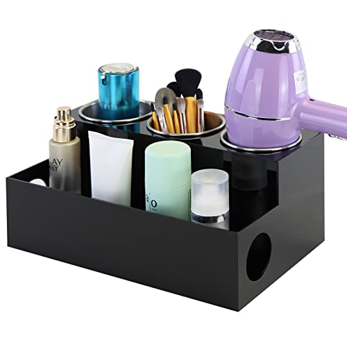 PITBVO Hair Tool Organizer, Blow Dryer Holder, Acrylic Bathroom Supplies Countertop and Vanity Caddy Storage for Accessories, Makeup, Toiletries, Hair Dryer Holder Hair Product Organizers