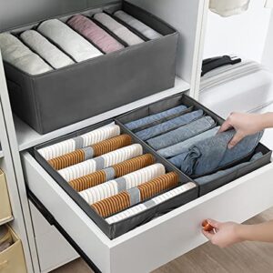 ULENDIS 6 Pack Upgraded Washable Wardrobe Clothes Organizer, 6/7/11 Grids Clothes Organizer for Folded Clothes with Handles & PP Board, Closet Organizers and Storage for Jeans T-shirts Pants Leggings