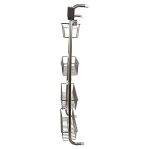 Bodico Shower Organizer Four-Tier Over-The-Door Metal Bathroom Storage Basket & Organizer, 16 x 36 inches, Silver, 5.5