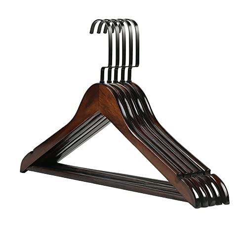 5pcs Solid Wood Clothes Hangers 360 Degree Rotatable Hangers for Home Hotel Shopping Mall