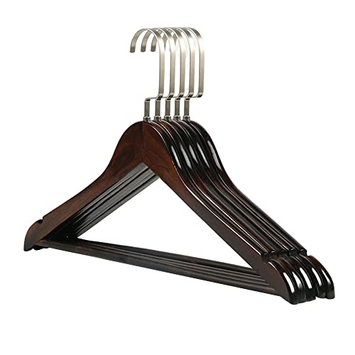 5pcs Solid Wood Clothes Hangers 360 Degree Rotatable Hangers for Home Hotel Shopping Mall