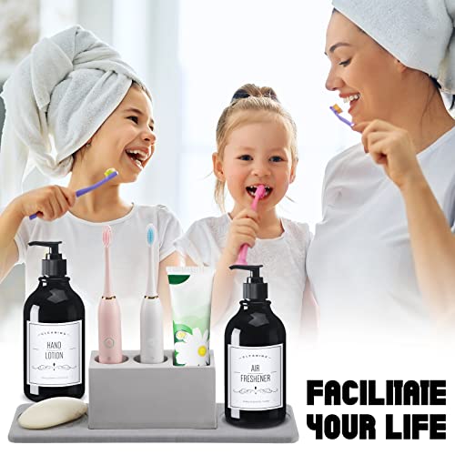 Bathroom Accessory Set Including Bathroom Toothbrush Holder Soap Dish Bathroom Hand Soap Shampoo Dispenser Waterproof Label Stickers for Bathroom and Kitchen