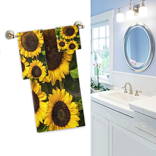 Naanle 3D Beautiful Sunflowers on Wooden Board Soft Luxury Decorative Set of 3 Towels, 1 Bath Towel+1 Hand Towel+1 Washcloth, Multipurpose for Bathroom, Hotel, Gym, Spa and Beach