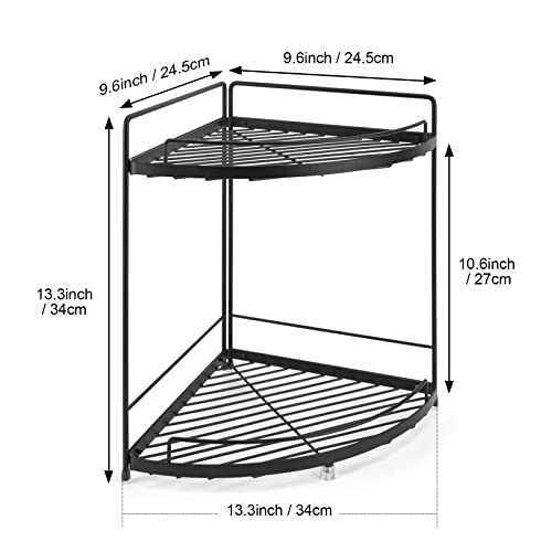 mahueeol Corner Bathroom Organizer for Countertop,2-Tier Cosmetic Holder Vanity Rack,Detachable Standing Rack Kitchen Cabinet Spice Rack Metal Bathroom Shelf for Shower Caddy Wire Shelf