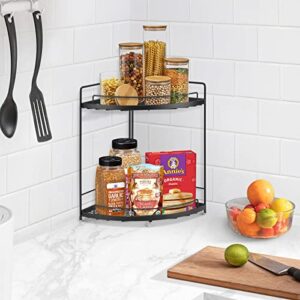 mahueeol Corner Bathroom Organizer for Countertop,2-Tier Cosmetic Holder Vanity Rack,Detachable Standing Rack Kitchen Cabinet Spice Rack Metal Bathroom Shelf for Shower Caddy Wire Shelf