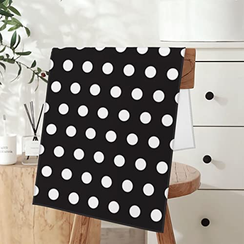 Fingertip Towels, Black and White Polka Dot Hand Towel, Dish Towel 12" X 27.5"