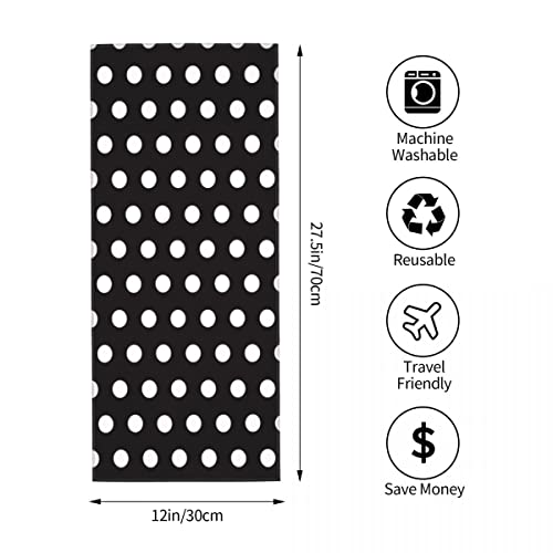 Fingertip Towels, Black and White Polka Dot Hand Towel, Dish Towel 12" X 27.5"