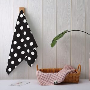 Fingertip Towels, Black and White Polka Dot Hand Towel, Dish Towel 12" X 27.5"