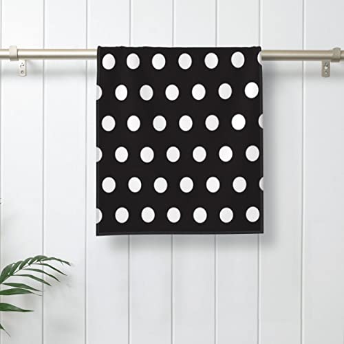 Fingertip Towels, Black and White Polka Dot Hand Towel, Dish Towel 12" X 27.5"