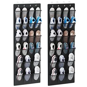 youdenova over the door hanging shoe organizer - 2 pack, 22 extra large mesh pockets shoe storage racks holders behind closet door with 4 metal hooks for sneakers, high heels, slippers