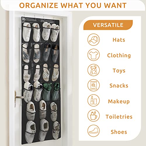 YOUDENOVA Over the Door Hanging Shoe Organizer - 2 Pack, 22 Extra Large Mesh Pockets Shoe Storage Racks Holders Behind Closet Door with 4 Metal Hooks for Sneakers, High Heels, Slippers