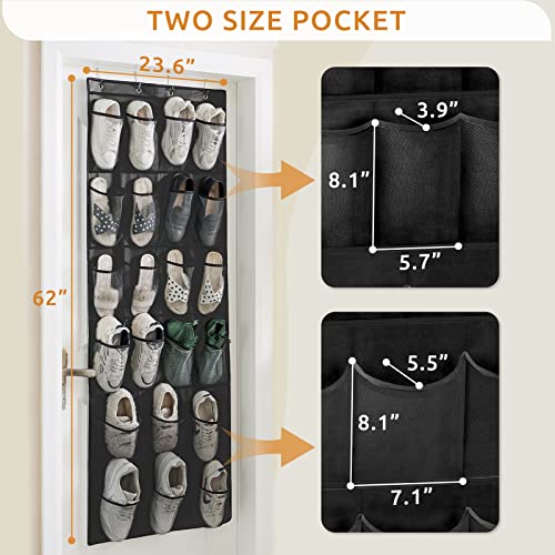 YOUDENOVA Over the Door Hanging Shoe Organizer - 2 Pack, 22 Extra Large Mesh Pockets Shoe Storage Racks Holders Behind Closet Door with 4 Metal Hooks for Sneakers, High Heels, Slippers