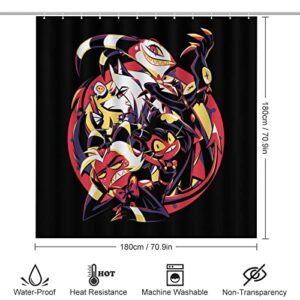 Woodyotime Anime Shower Curtain Sets 4 Piece Bathroom Set Shower Curtain Non-Slip Rugs Toilet Lid Cover Bath Mat Bathroom Decor