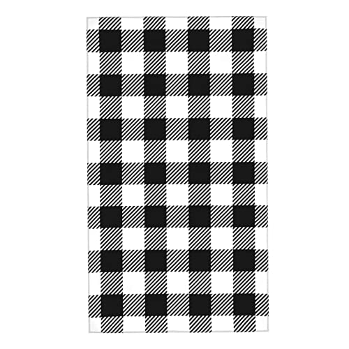 QICENIT Black and White Plaid Highly Absorbent Hand Towels Ultra Soft Quick-Dry Bath Towel for Bathroom Kitchen Hotel Gym Spa Superfine Fiber(15.7" x 27.5")