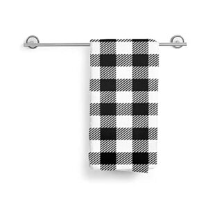 QICENIT Black and White Plaid Highly Absorbent Hand Towels Ultra Soft Quick-Dry Bath Towel for Bathroom Kitchen Hotel Gym Spa Superfine Fiber(15.7" x 27.5")