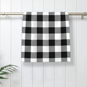 QICENIT Black and White Plaid Highly Absorbent Hand Towels Ultra Soft Quick-Dry Bath Towel for Bathroom Kitchen Hotel Gym Spa Superfine Fiber(15.7" x 27.5")