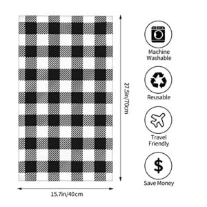 QICENIT Black and White Plaid Highly Absorbent Hand Towels Ultra Soft Quick-Dry Bath Towel for Bathroom Kitchen Hotel Gym Spa Superfine Fiber(15.7" x 27.5")