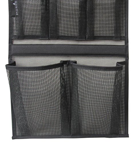 MISSLO Shower Caddy Organizer 5 Pockets + Mesh Hanging Shower Caddy with Rotatable Hanger (Black)