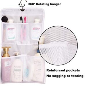 MISSLO Shower Caddy Organizer 5 Pockets + Mesh Hanging Shower Caddy with Rotatable Hanger (Black)