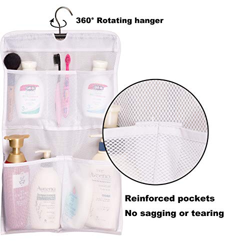 MISSLO Shower Caddy Organizer 5 Pockets + Mesh Hanging Shower Caddy with Rotatable Hanger (Black)