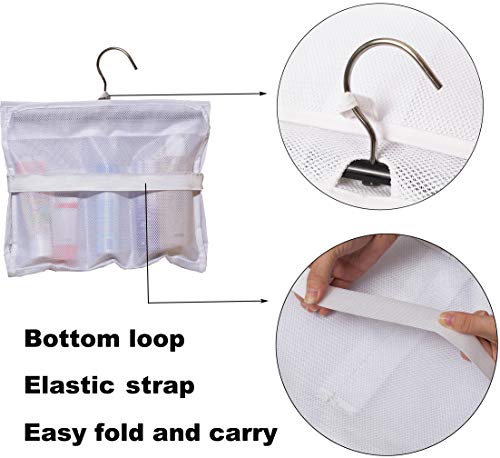 MISSLO Shower Caddy Organizer 5 Pockets + Mesh Hanging Shower Caddy with Rotatable Hanger (Black)