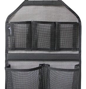 MISSLO Shower Caddy Organizer 5 Pockets + Mesh Hanging Shower Caddy with Rotatable Hanger (Black)