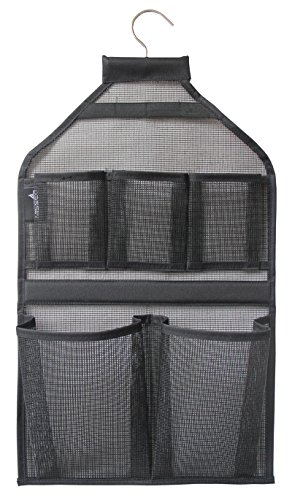 MISSLO Shower Caddy Organizer 5 Pockets + Mesh Hanging Shower Caddy with Rotatable Hanger (Black)