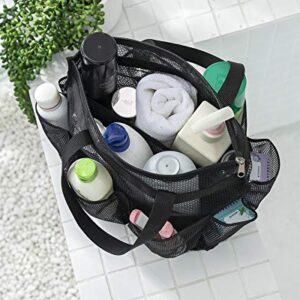 ALYER Large Mesh Dive Tote Bag with Separated Inner Compartment,Portable Shower Caddy Bath Organizer with Durable Handles and Zipper (Black)