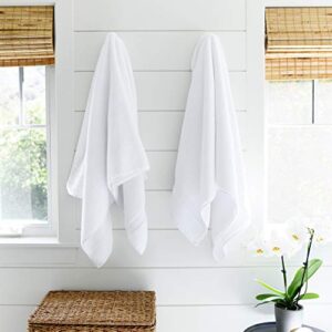 Supima Cotton Bath Towel Set by Laguna Beach Textile Co - 2 Bath Towels - Hotel Quality, Plush, 730 GSM - Large, 57" x 30" White