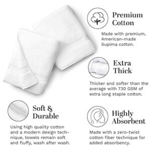 Supima Cotton Bath Towel Set by Laguna Beach Textile Co - 2 Bath Towels - Hotel Quality, Plush, 730 GSM - Large, 57" x 30" White