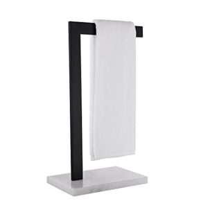 kes towel holder stand for bathroom, countertop towel stand with marble base, l-shape standing towel rack, sus304 stainless steel matte black, bth220a-bk