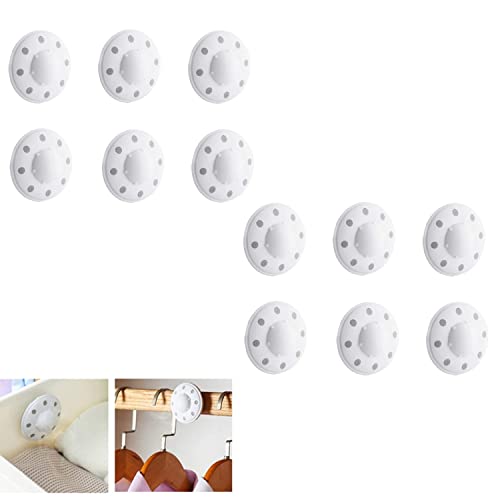 12 Pack Moth Ball Case with Adhesive Wall Sticker, Refillable Case for Moth Repellent Balls, Closet Clothes House Drawers Hanger Moth Block Case, 6cm Diameter, White, 12 Count