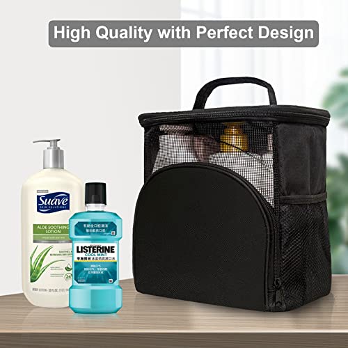 domidomi Shower Caddy Dorm Tote Bag- Portable for College Large Capacity, Must Have Travel Accessories, Hanging Mesh Bag Camping Gym Boys and Girls (Black) (220725)