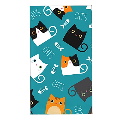 Perinsto Funny Cats Hand Towel Cute Cartoon Design Decorative Fingertip Towels Multipurpose for Bathroom Kitchen Gym and Spa, 27.5" X 15.7"