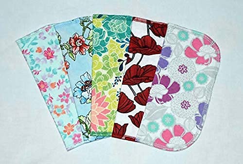 1 Ply Printed Flannel Little Wipes 8x8 Inches Set of 5 Flower Splash