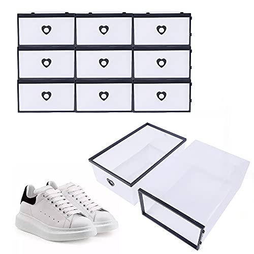 20 PCS Shoe Storage Boxes,Stackable Shoe Organizer with Lid,Clear Plastic Stackable Collapsible Shoe Organizer for Dining Room,Garden,Bedroom,12*8*5in