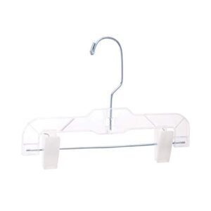 NAHANCO 610PCLH Plastic Children’s, Baby Skirt Slack Hanger, Heavy Duty with Plastic Clips, Clear (Pack of 100)