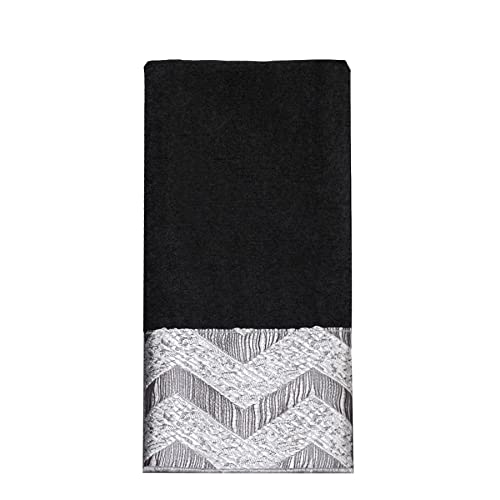 Avanti Linens Chevron Galaxy Collection, Fingertip Towel, Black