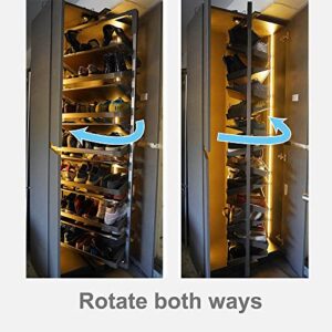 360 degree rotating shoe rack for any tall or short cabinet deeper than 15" (12 Layers, Black Gray)