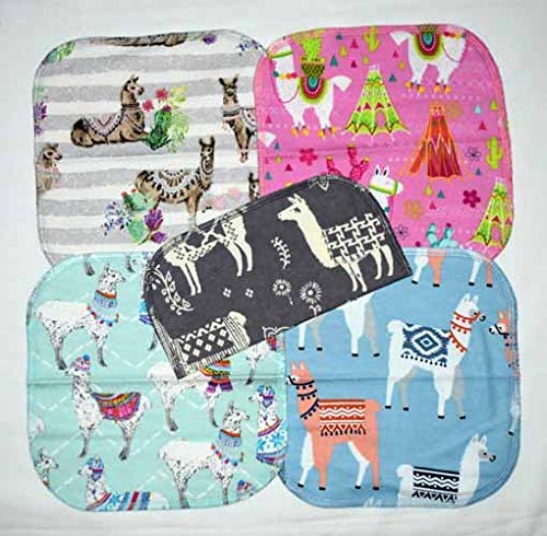 2 Ply Printed Flannel Washable. Llama and Alpaca- Set Napkins 8x8 inches 5 Pack - Little Wipes (R) Flannel