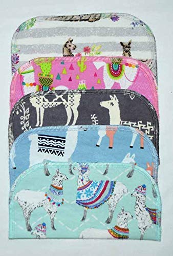 2 Ply Printed Flannel Washable. Llama and Alpaca- Set Napkins 8x8 inches 5 Pack - Little Wipes (R) Flannel