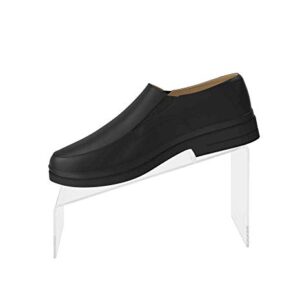 2 Pack Acrylic Shoe Display Stand Clear Premium Lucite 4"W x 5"H Slanted Footwear Showcase Riser with Heel Stop for Retail Shops and Clothing Stores by Marketing Holders