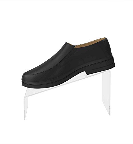 2 Pack Acrylic Shoe Display Stand Clear Premium Lucite 4"W x 5"H Slanted Footwear Showcase Riser with Heel Stop for Retail Shops and Clothing Stores by Marketing Holders