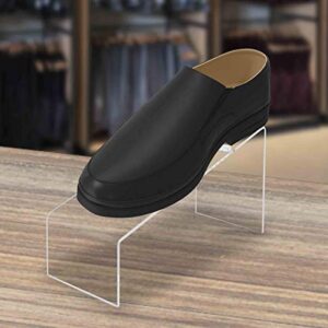 2 Pack Acrylic Shoe Display Stand Clear Premium Lucite 4"W x 5"H Slanted Footwear Showcase Riser with Heel Stop for Retail Shops and Clothing Stores by Marketing Holders