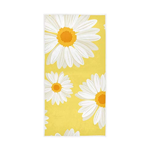 MERRYSUGAR Hand Towel Sunflower Daisy Yellow Soft Highly Absorbent Face Towel Dish Towel Bathroom Towels 30X15 inch Towels for Gym,Yoga,Kitchen and Bath