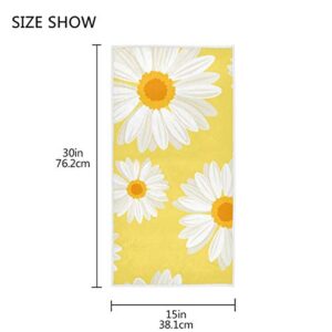 MERRYSUGAR Hand Towel Sunflower Daisy Yellow Soft Highly Absorbent Face Towel Dish Towel Bathroom Towels 30X15 inch Towels for Gym,Yoga,Kitchen and Bath