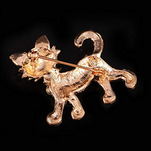 Iumer Rhinestone Cat Brooch Women Vintage Minimalist Animal Party Wedding Pin,Gold